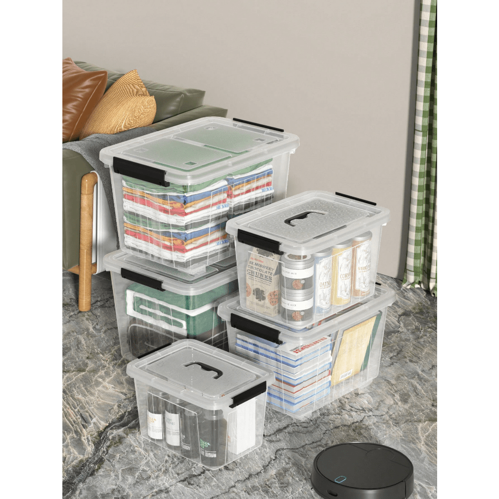 4-Pack Clear Storage Bin With Lid, Clear Plastic Storage Containers ...