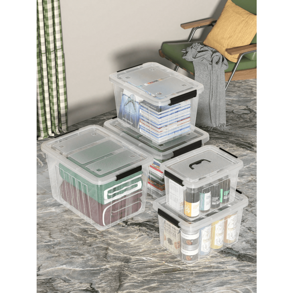 4-Pack Clear Storage Bin With Lid, Clear Plastic Storage Containers ...