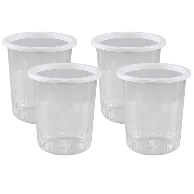 4-Pack Clear Trash Can, Plastic Wastebasket 4 Gallon Round Garbage ...