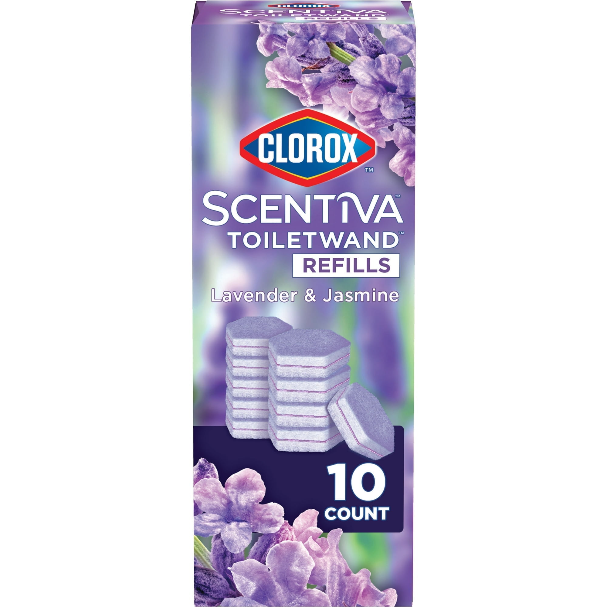 (4 Pack) Clorox Scentiva ToiletWand Refills, Lavender and Jasmine, 10 ...