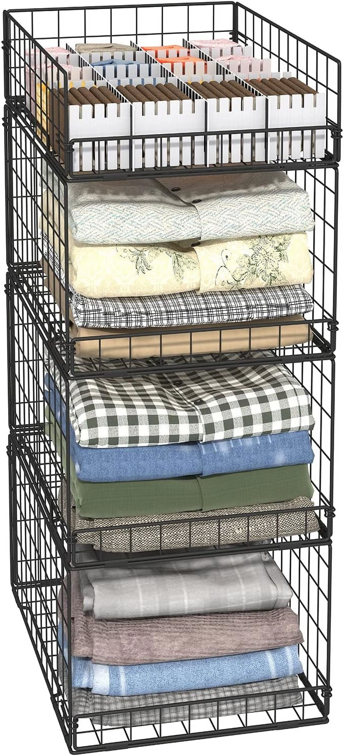 4 Pack Closet Organizers and Storage Shelves for Clothes, 4 Tier ...