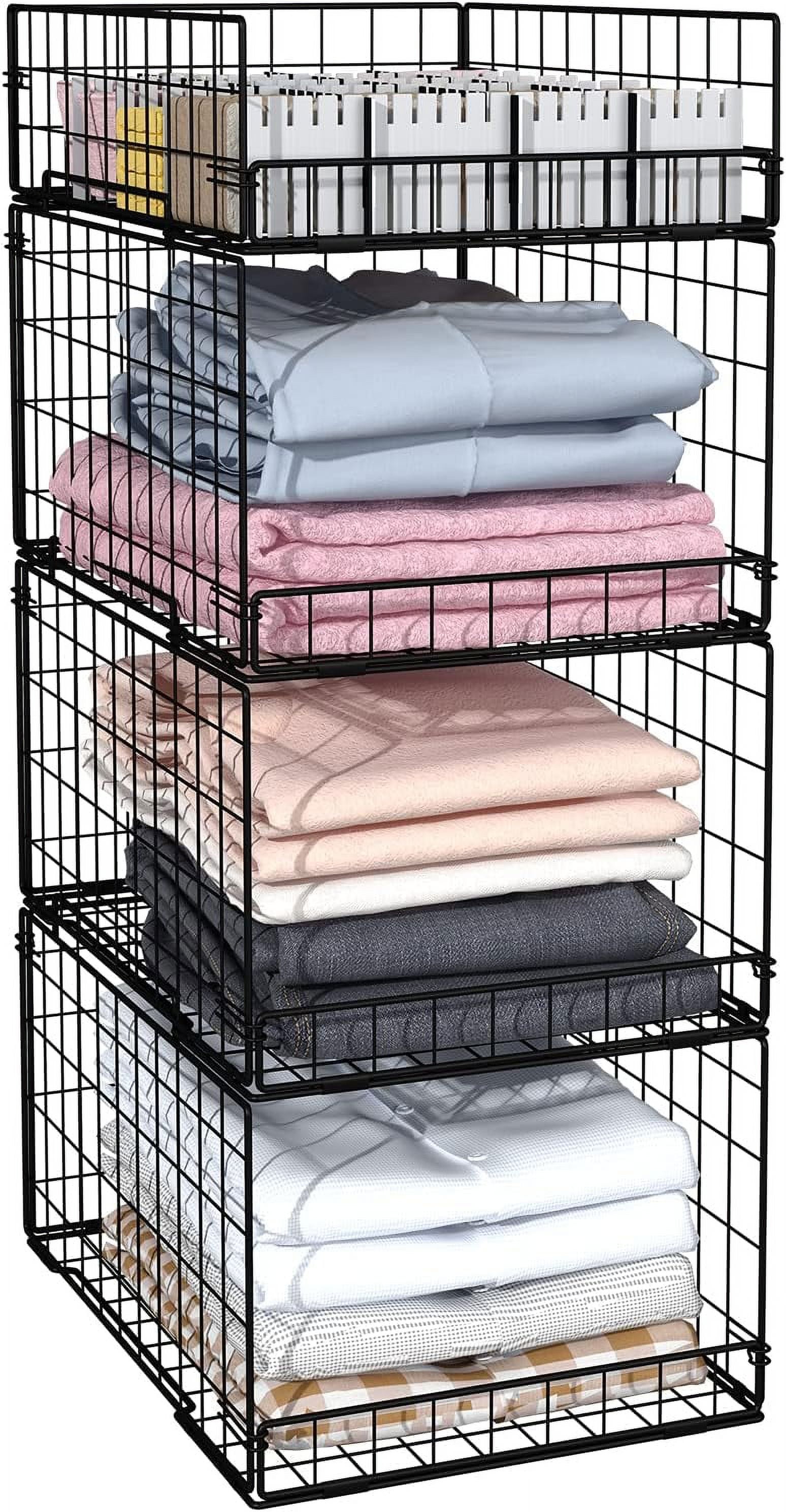 4 Pack Closet Organizers and Storage Shelves for Clothes, 4 Tier ...