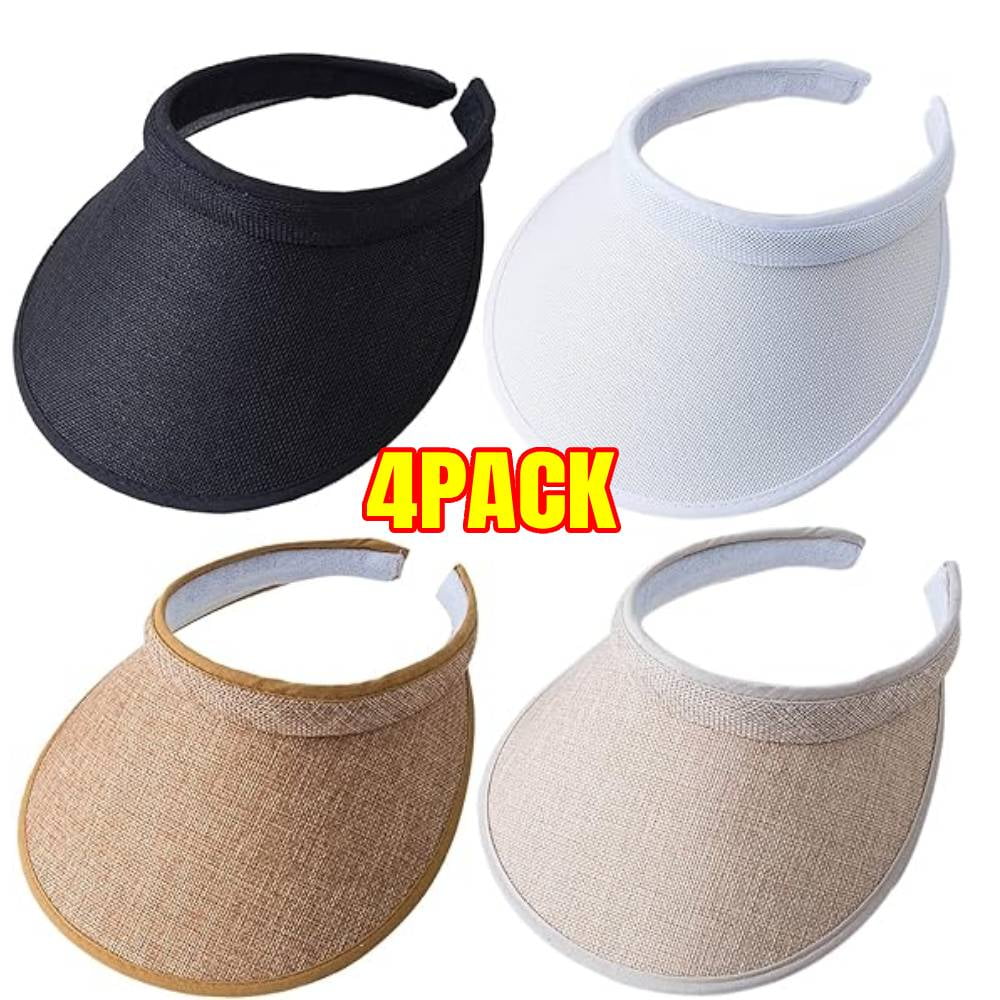 4 Pack Cloth Covered Slip-On Visor for Women, UPF 50+ Hat, Adjustable ...