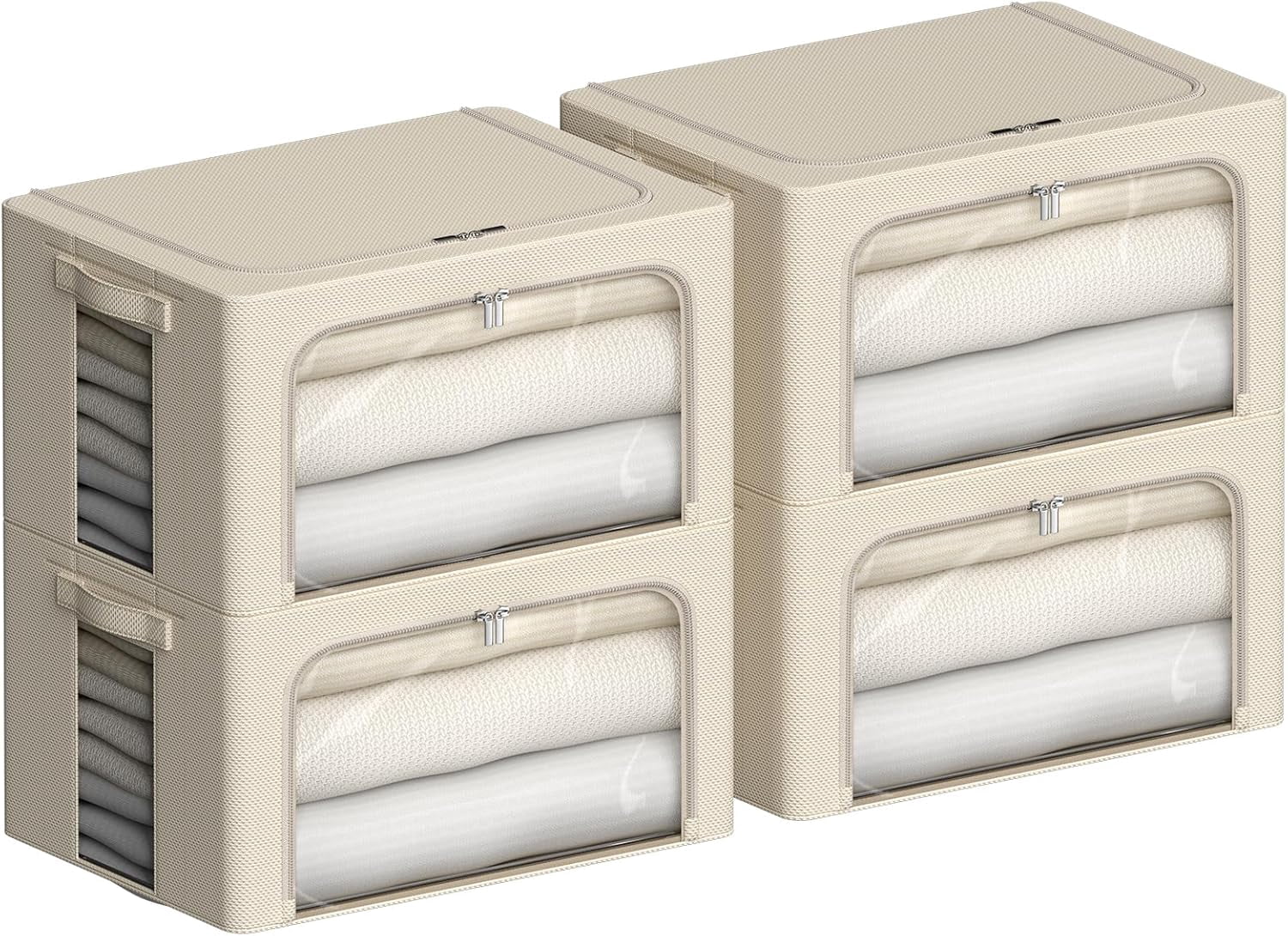 4 Pack Clothes Storage Bins - Oxford Fabric Metal Frame Storage Box ...