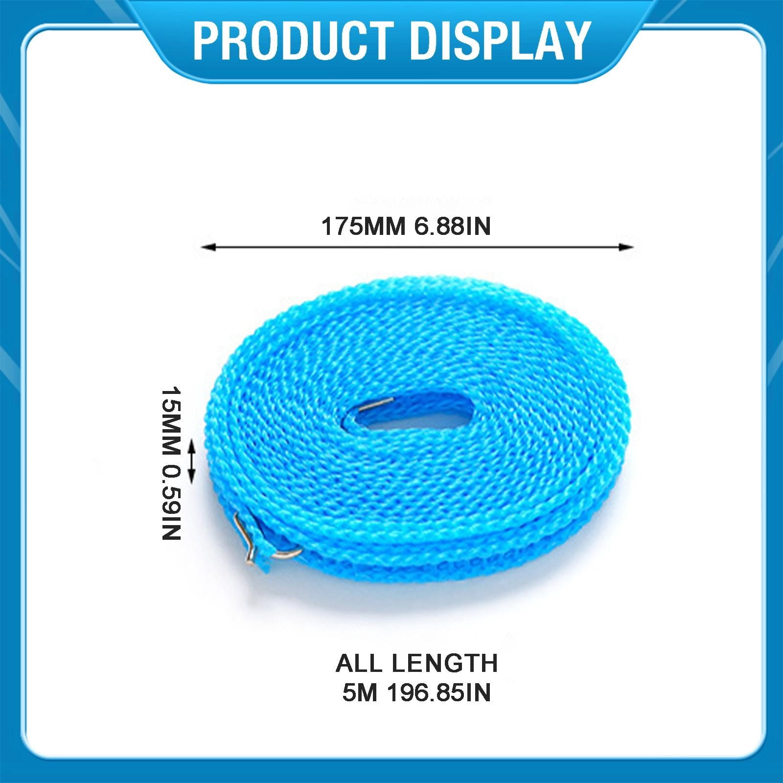 4 Pack Clothesline Clothes with Clips Drying Rope Portable Windproof ...