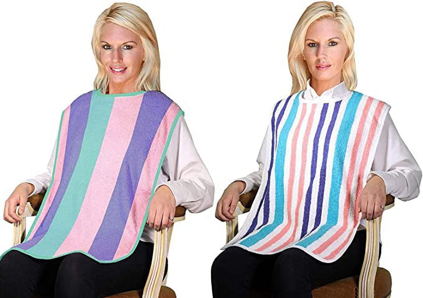 4 Pack - Clothing Protector Long Length Terry Cloth Senior Adult Bibs ...