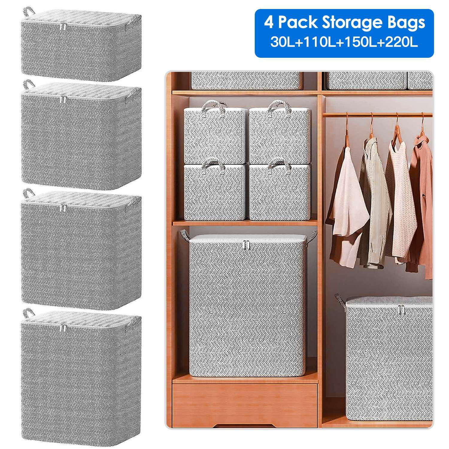 4 Pack Clothing Storage Baskets, Closet Organizers and Storage, Clothes ...