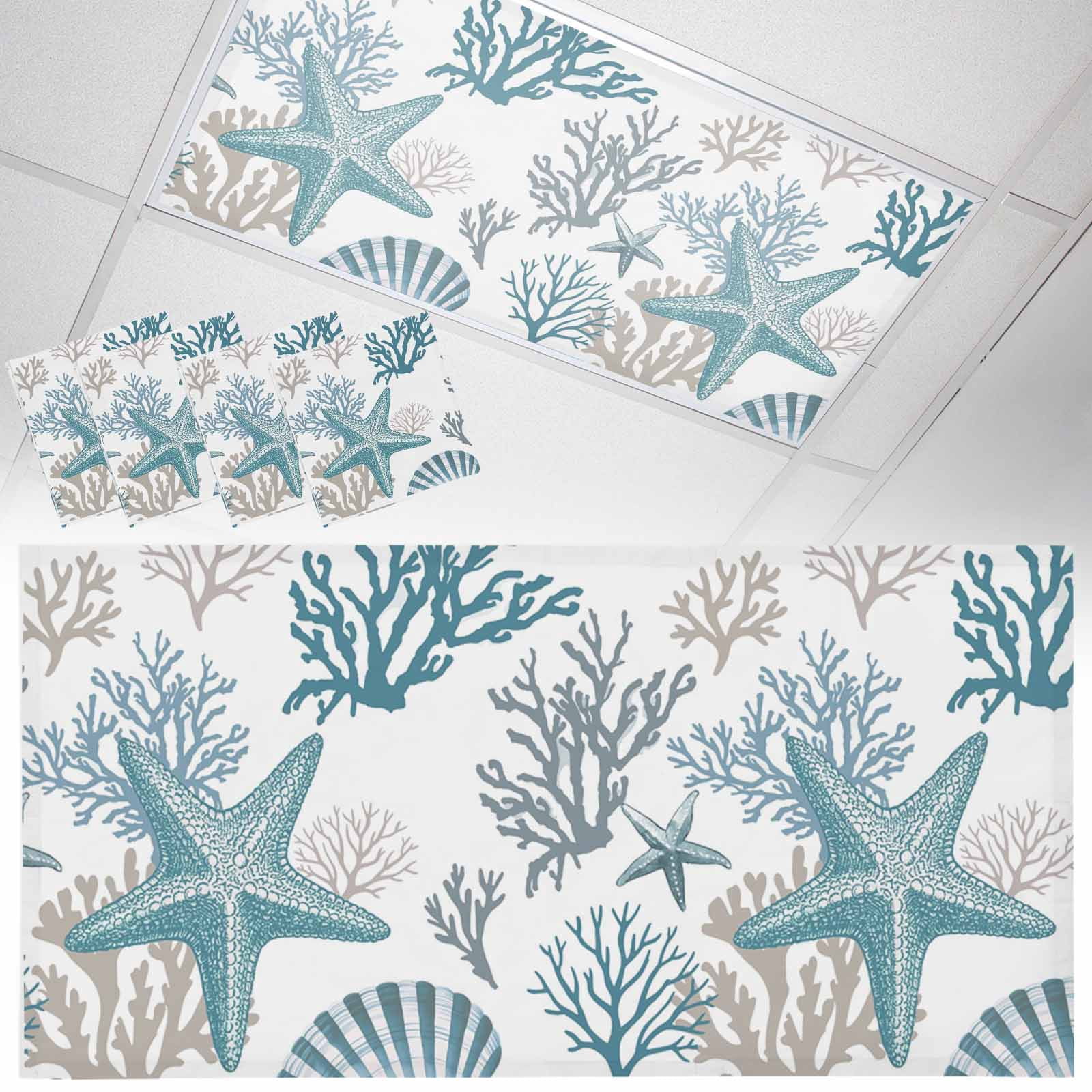 4 Pack Coastal Starfish Fluorescent Light Covers for Ceiling Lights ...