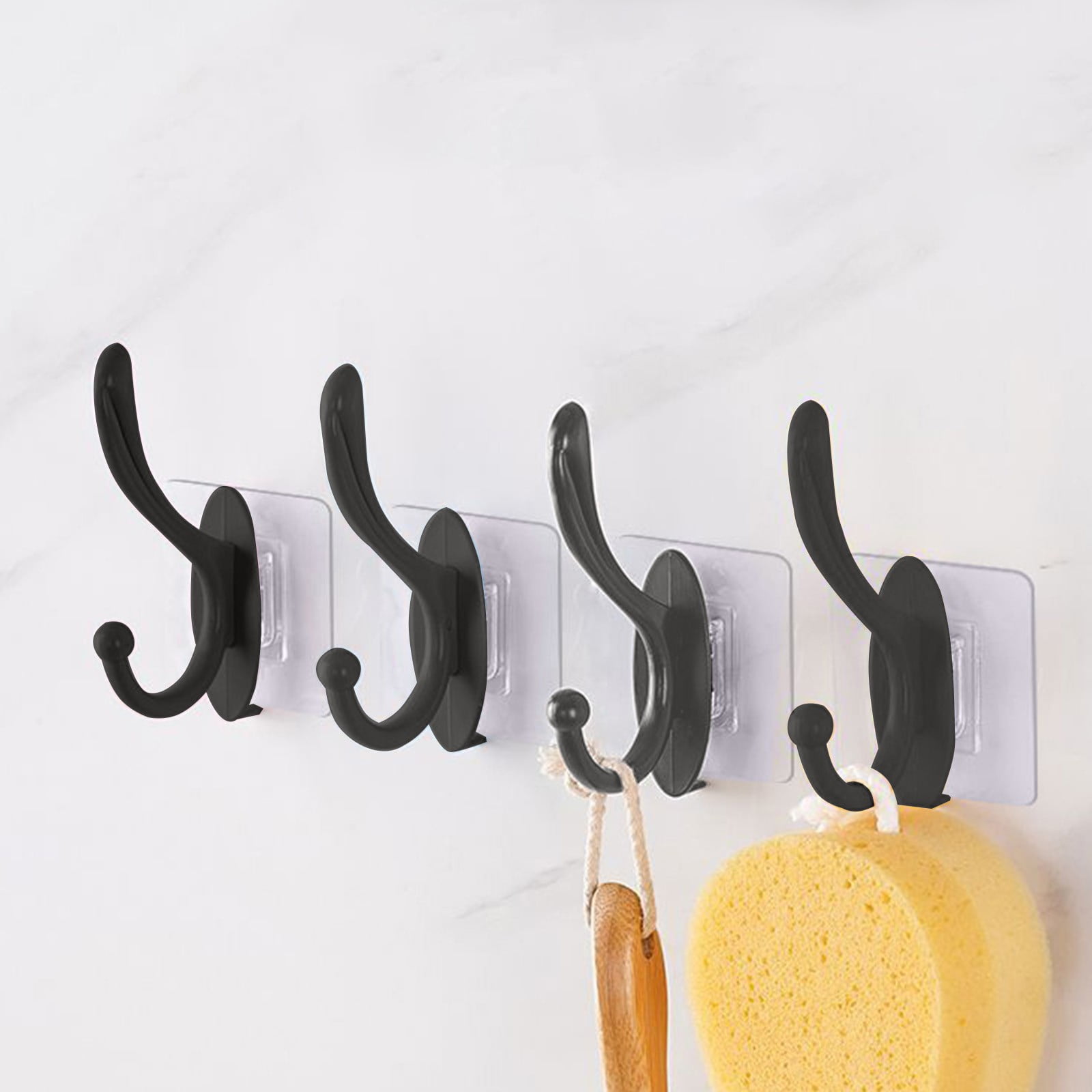 4 Pack Coat Hooks, Wall Mount Heavy Duty Utility Retro Double Hooks ...