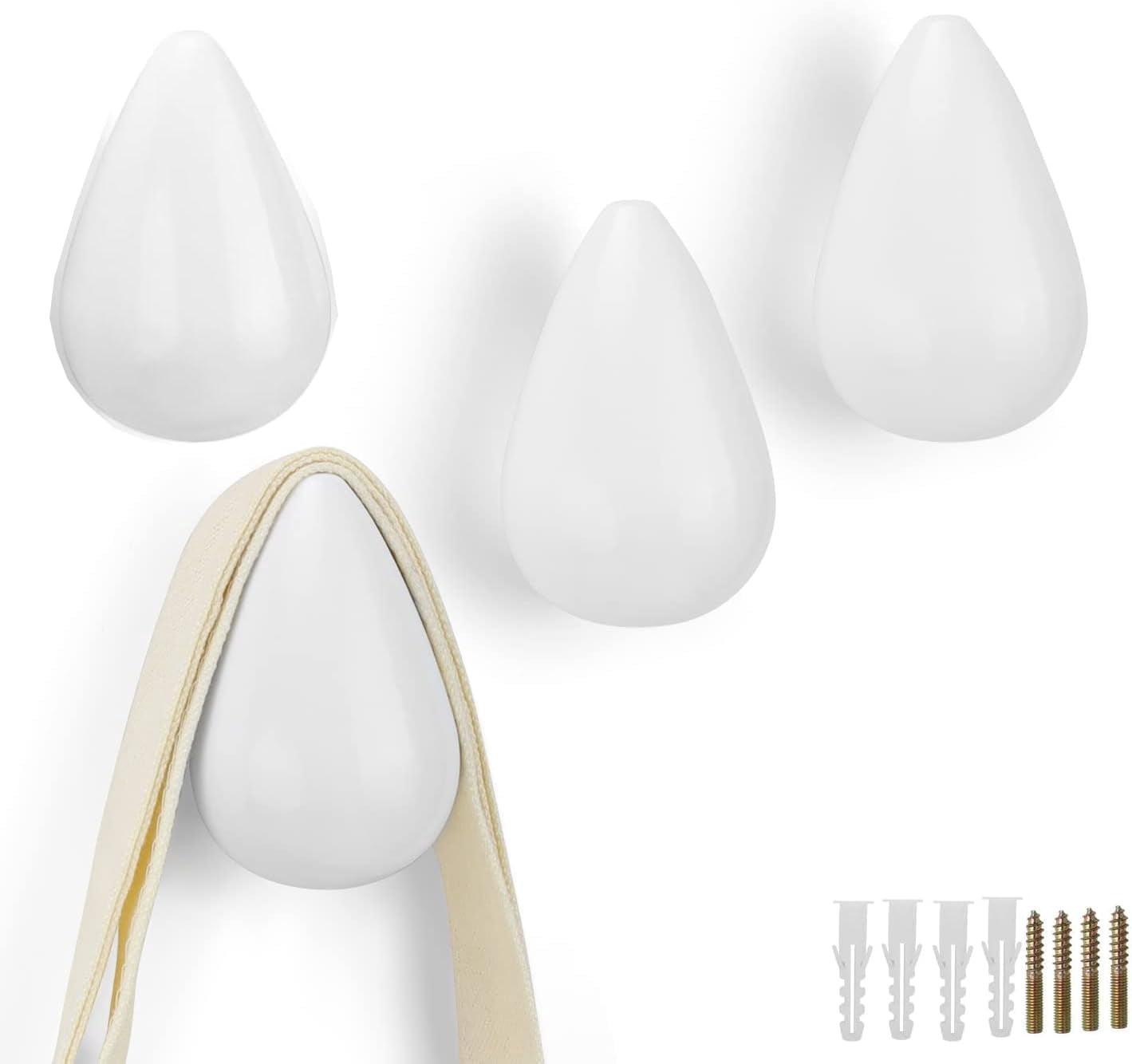 4 Pack Coat Hooks Water Drop Shaped-Towel Wall Hooks Wall Hanging Hooks ...
