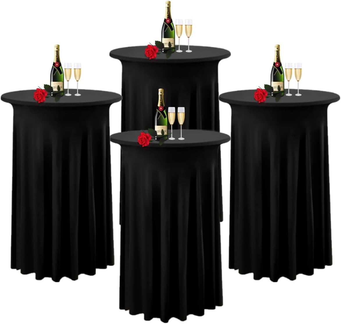 4 Pack Cocktail Table Covers 32"x 43" Spandex Stretch Round Cocktail ...