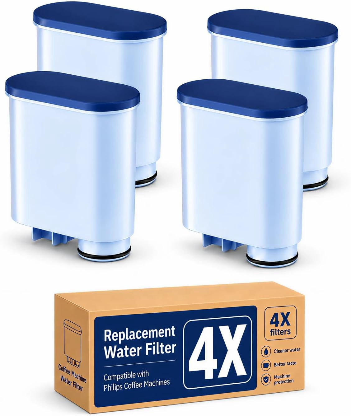 4-Pack Coffee Filter Compatible with Philips AquaClean CA6903/10 ...