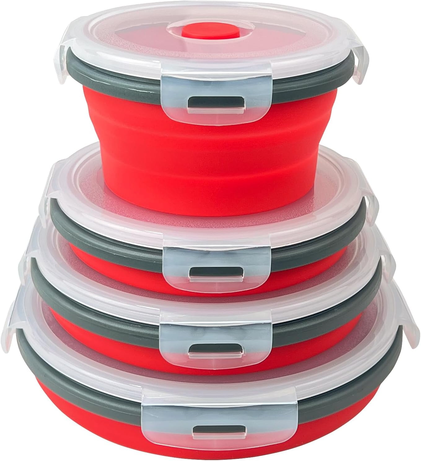 4 Pack Collapsible Bowls with Lids – Space-Saving Food Container Sets ...