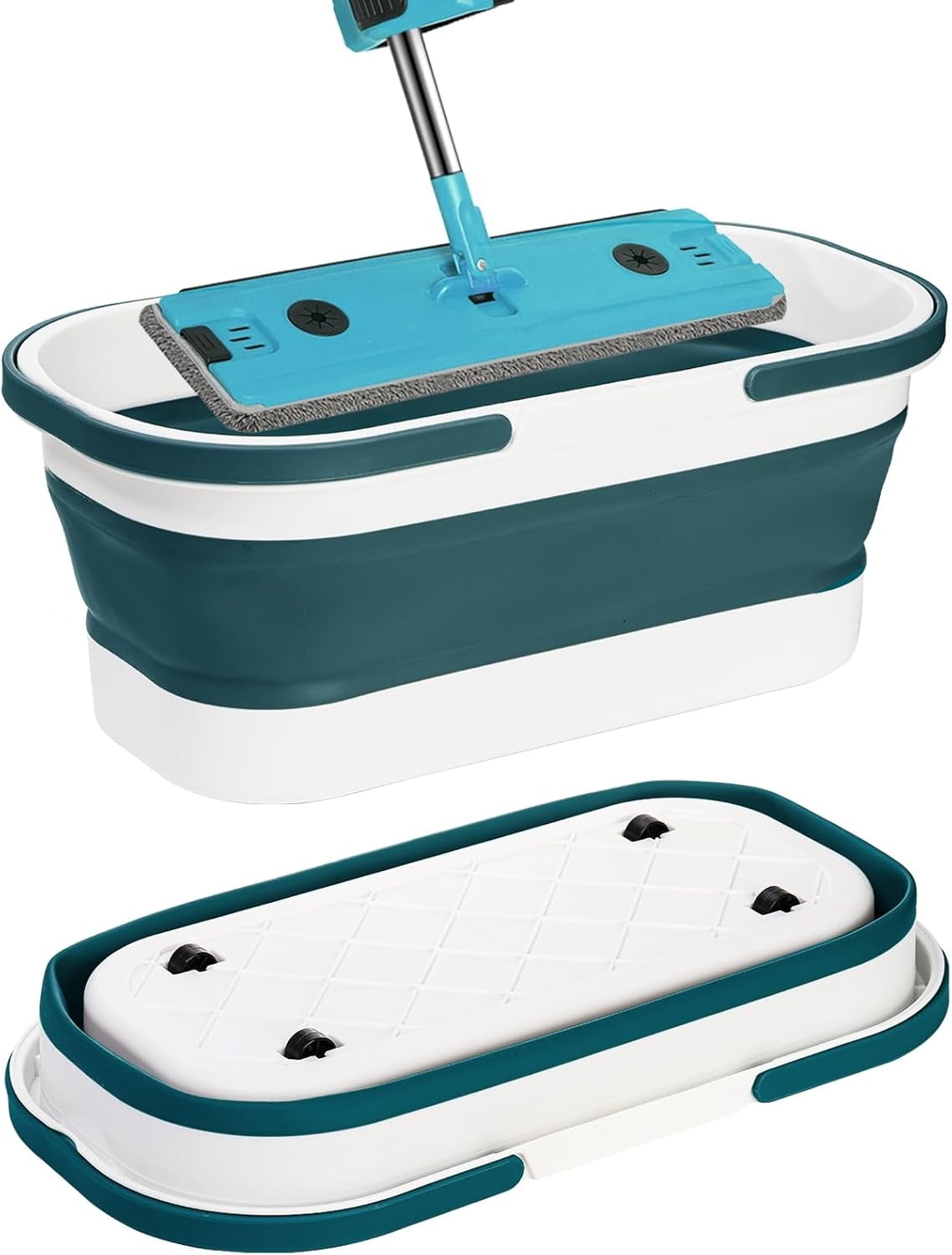 4-Pack Collapsible Plastic Bucket with Wheels, 12L (3.17 Gallons ...