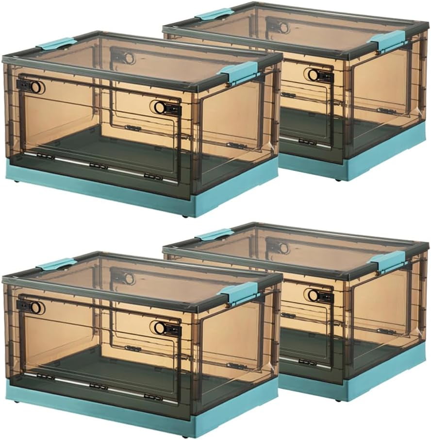 4 Pack Collapsible Storage Bins, 110L Plastic Storage Bin Organizing ...