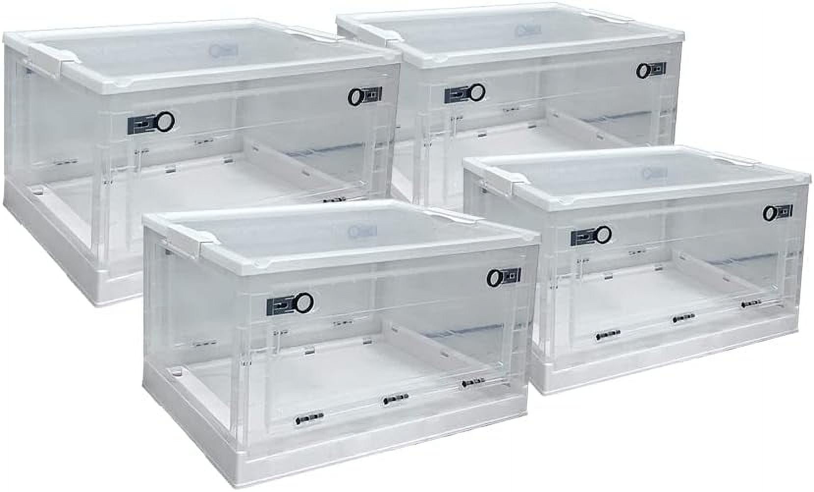 4 Pack Collapsible Storage Bins, 110L Plastic Storage Bin Organizing ...