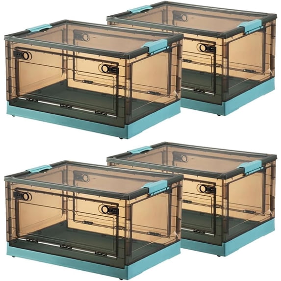 4 Pack Collapsible Storage Bins, 80L Plastic Storage Bin Organizing ...