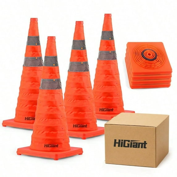 [4 Pack] Collapsible Traffic Safety Cones 28'' Inch Orange Popup Cones ...