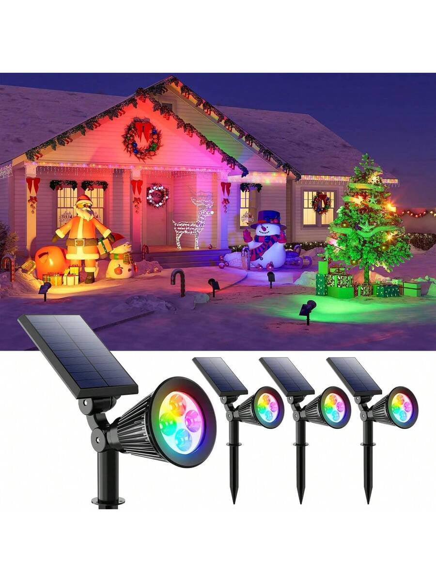 4 Pack Color Changing Solar Spot Lights Outdoor For Trees, Flowers ...