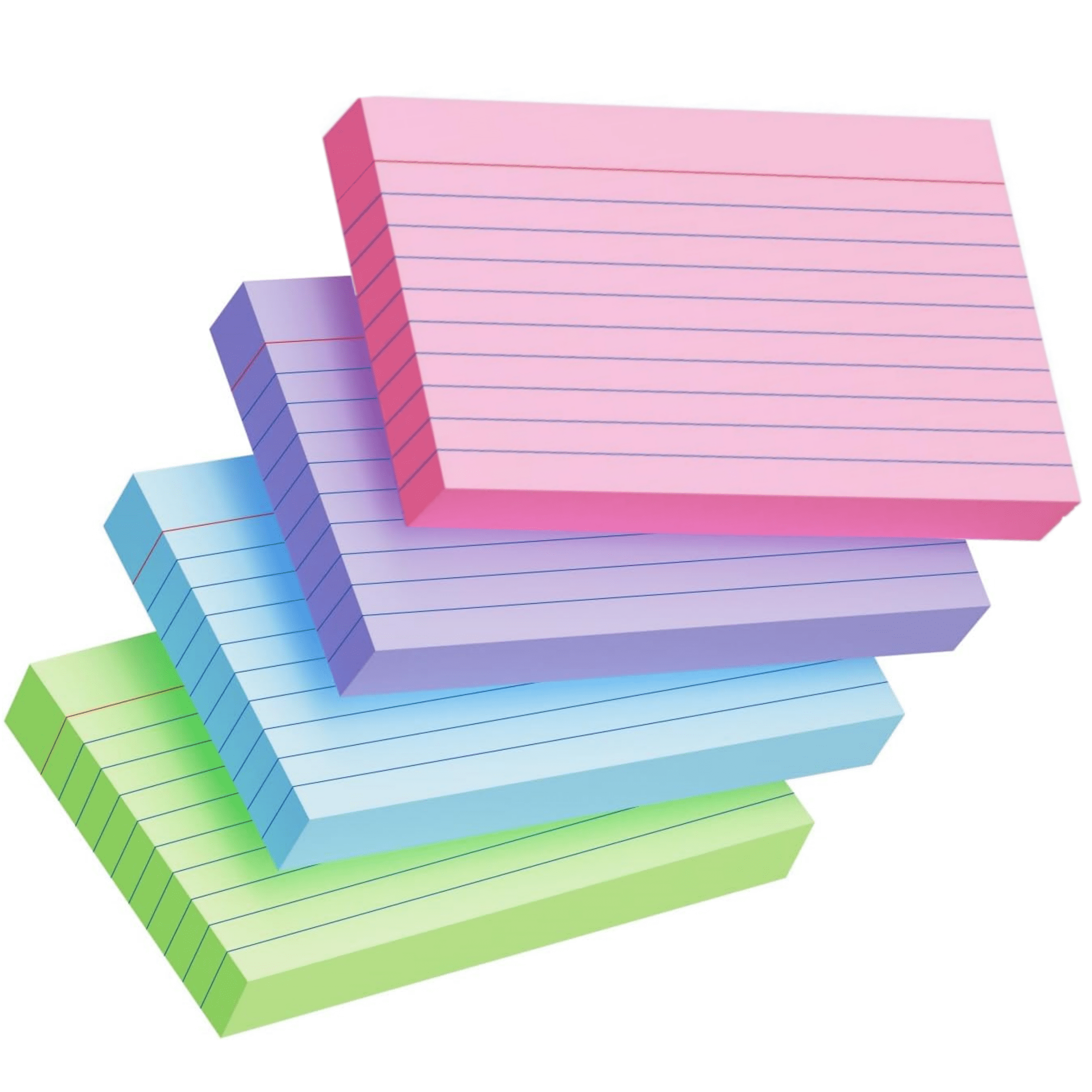 4 Pack Colored Index Cards,3x5 Inch Single Sided Line Memo Notes,4 ...