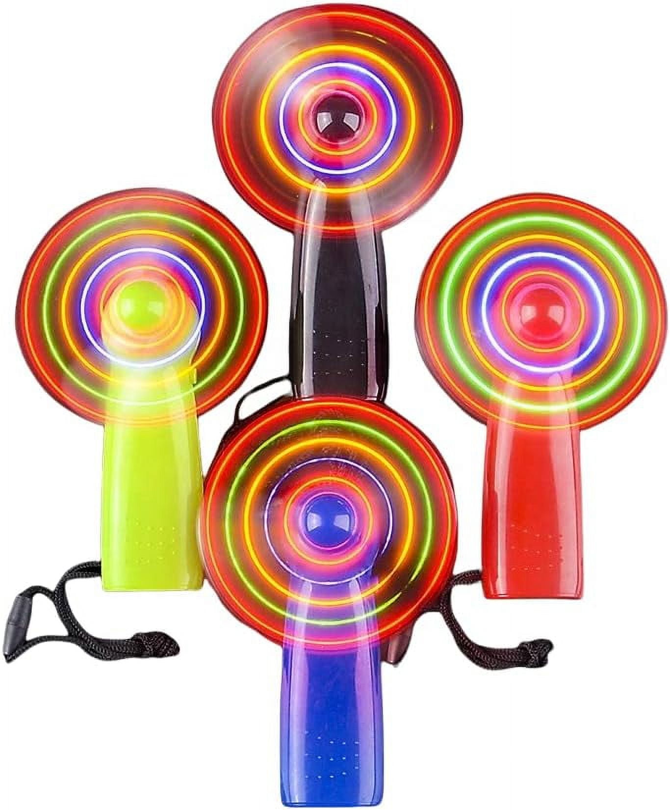 4 Pack- Colorful LED Spinning Fan Wand Necklace (4") Red, Yellow, Black ...