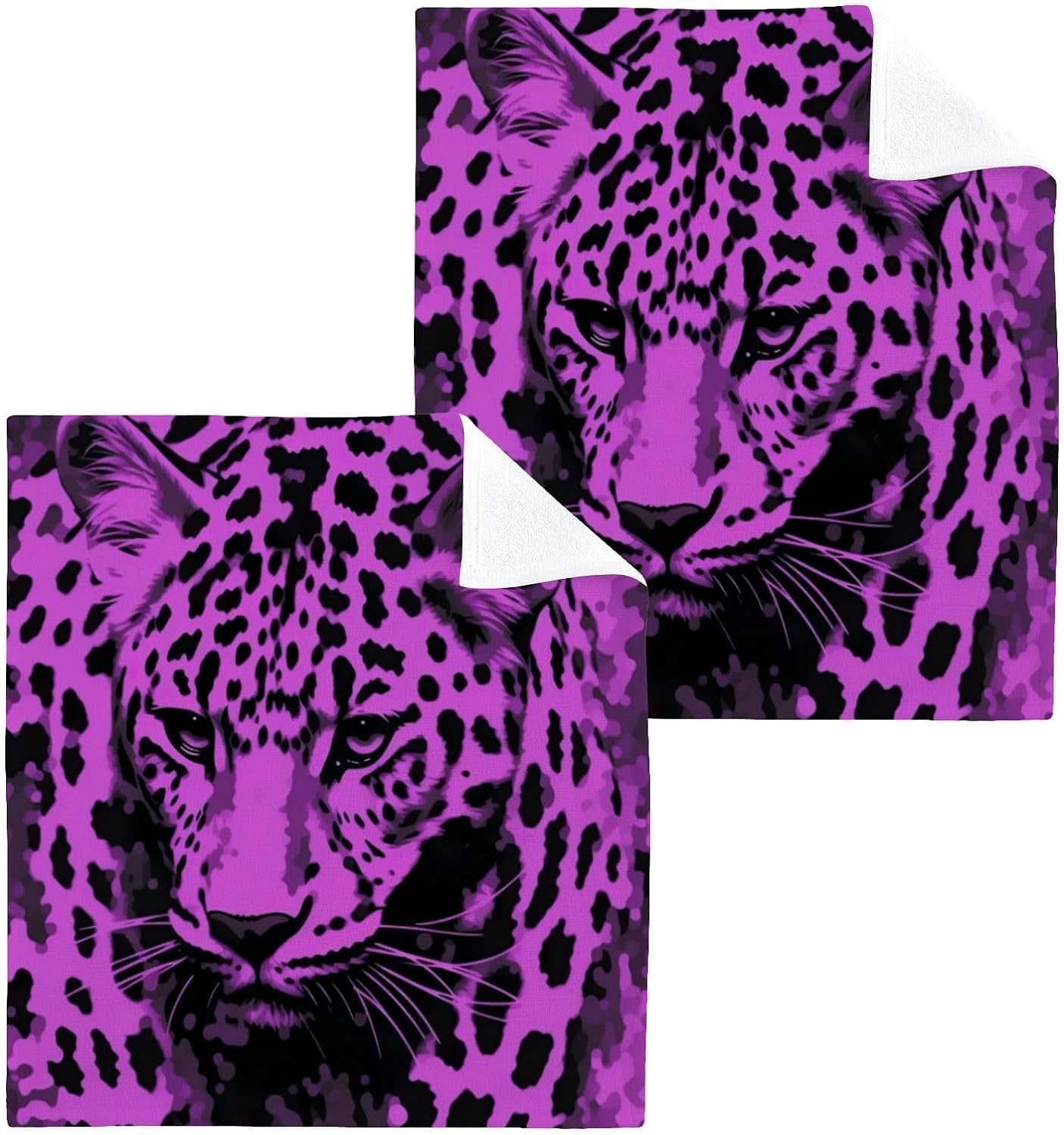 4 Pack Colorful Leopard Pure Cotton Washcloths 12 x 12 Inch Reusable ...