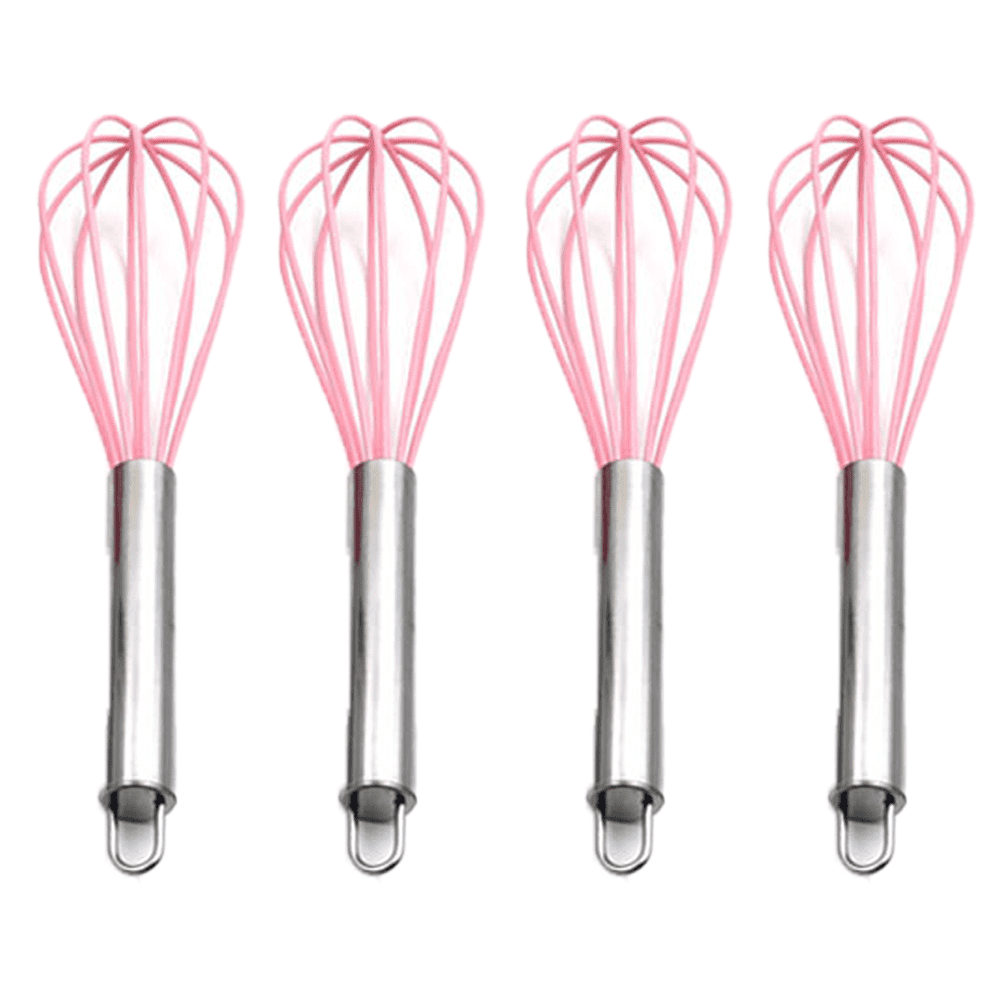 4 Pack Colorful Mini Silicone Kitchen Whisks with Stainless Steel ...