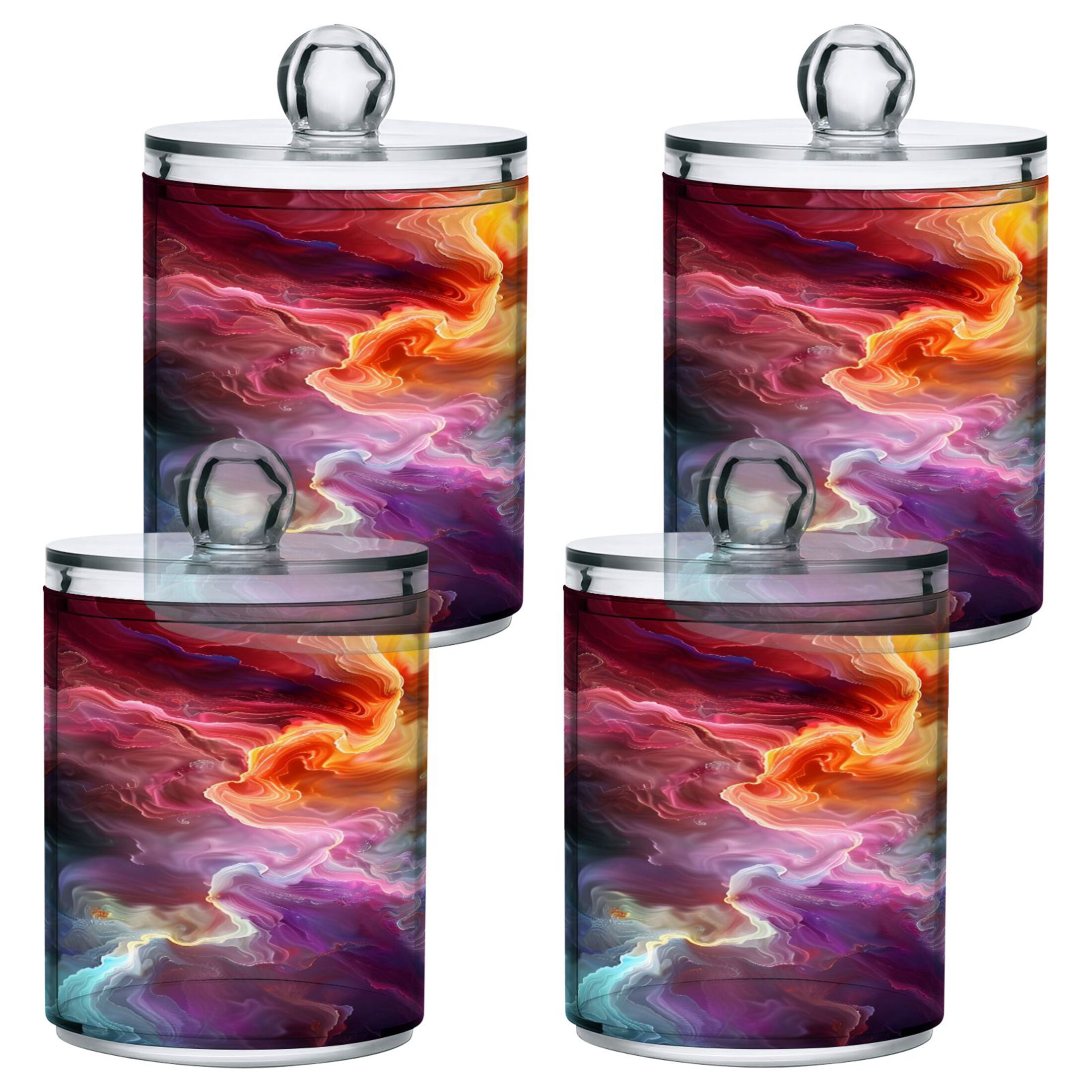 4 Pack Colorful Nebulae Mixture Qtip Holder Dispenser Clear Plastic ...
