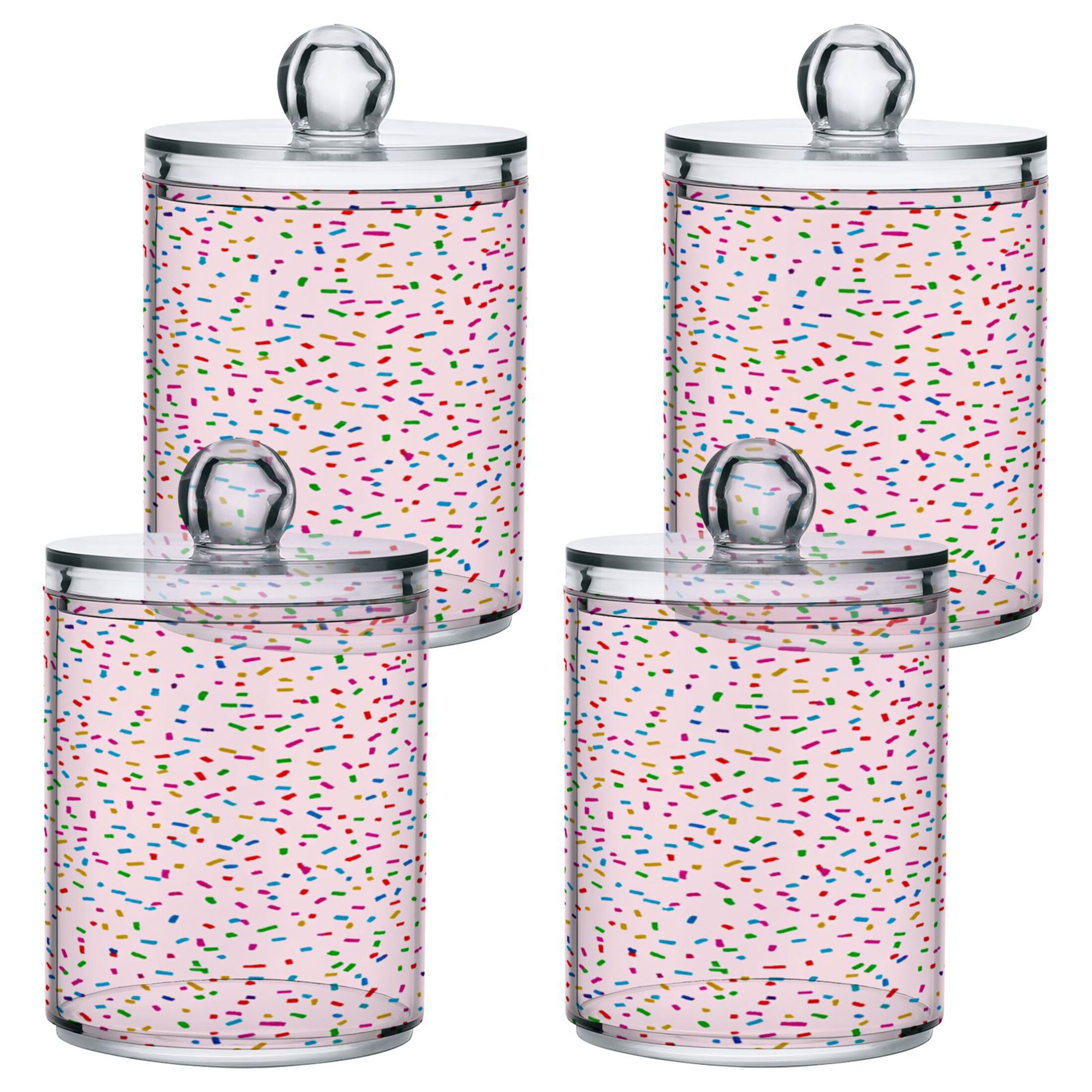 4 Pack Colorful Sprinkles Qtip Holder Dispenser Clear Plastic Storage ...