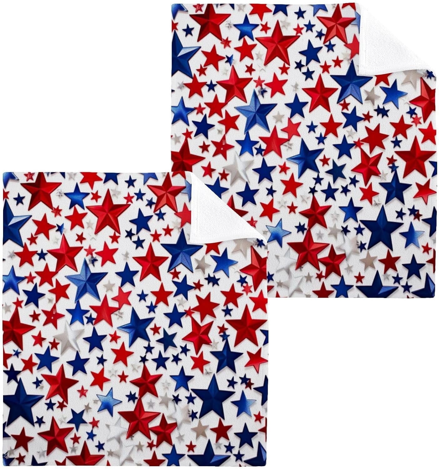4 Pack Colorful Stars Pure Cotton Washcloths 12 x 12 Inch Reusable ...