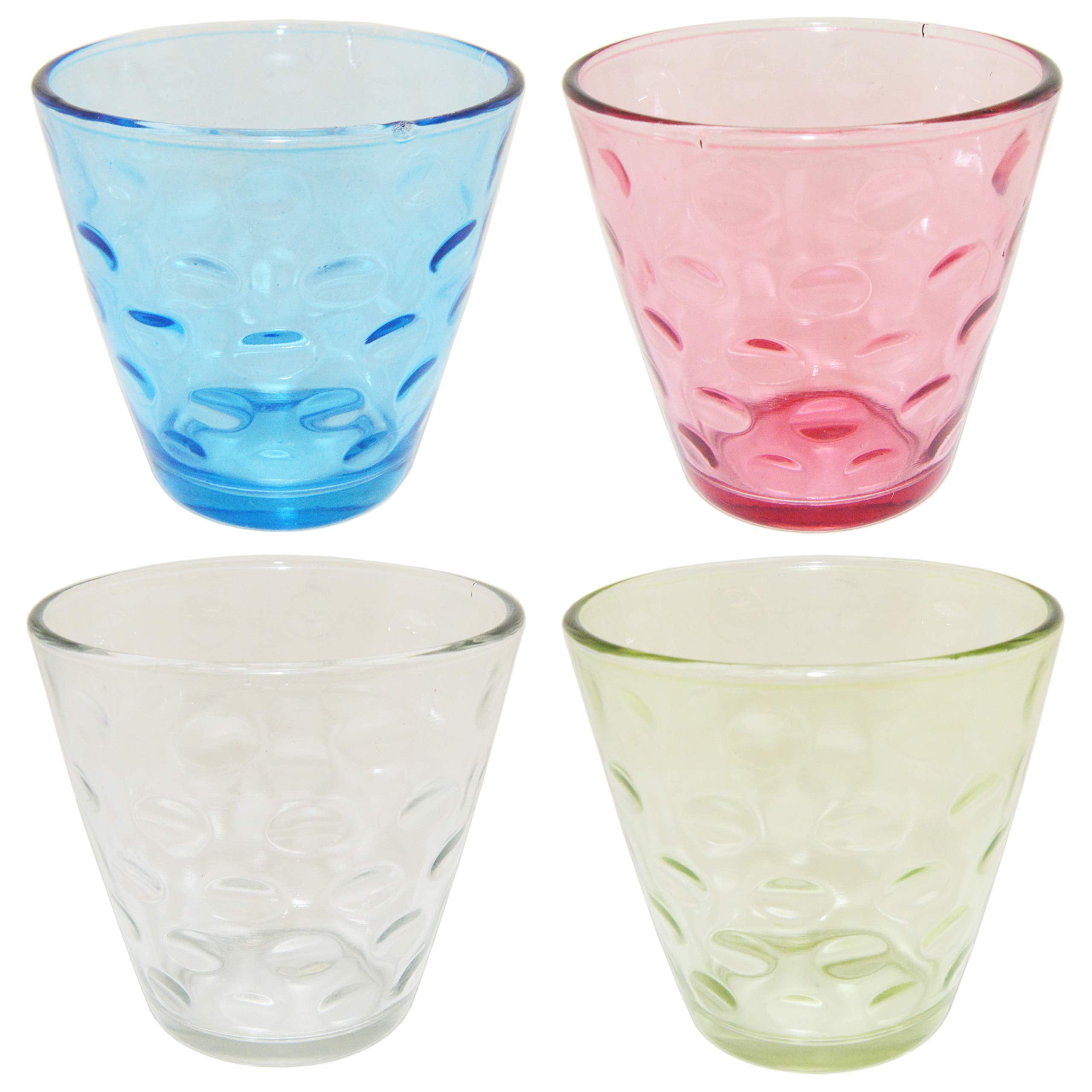 4 Pack of Colorful Whiskey Glasses - Glass Cups for Water, Wine, Beer ...