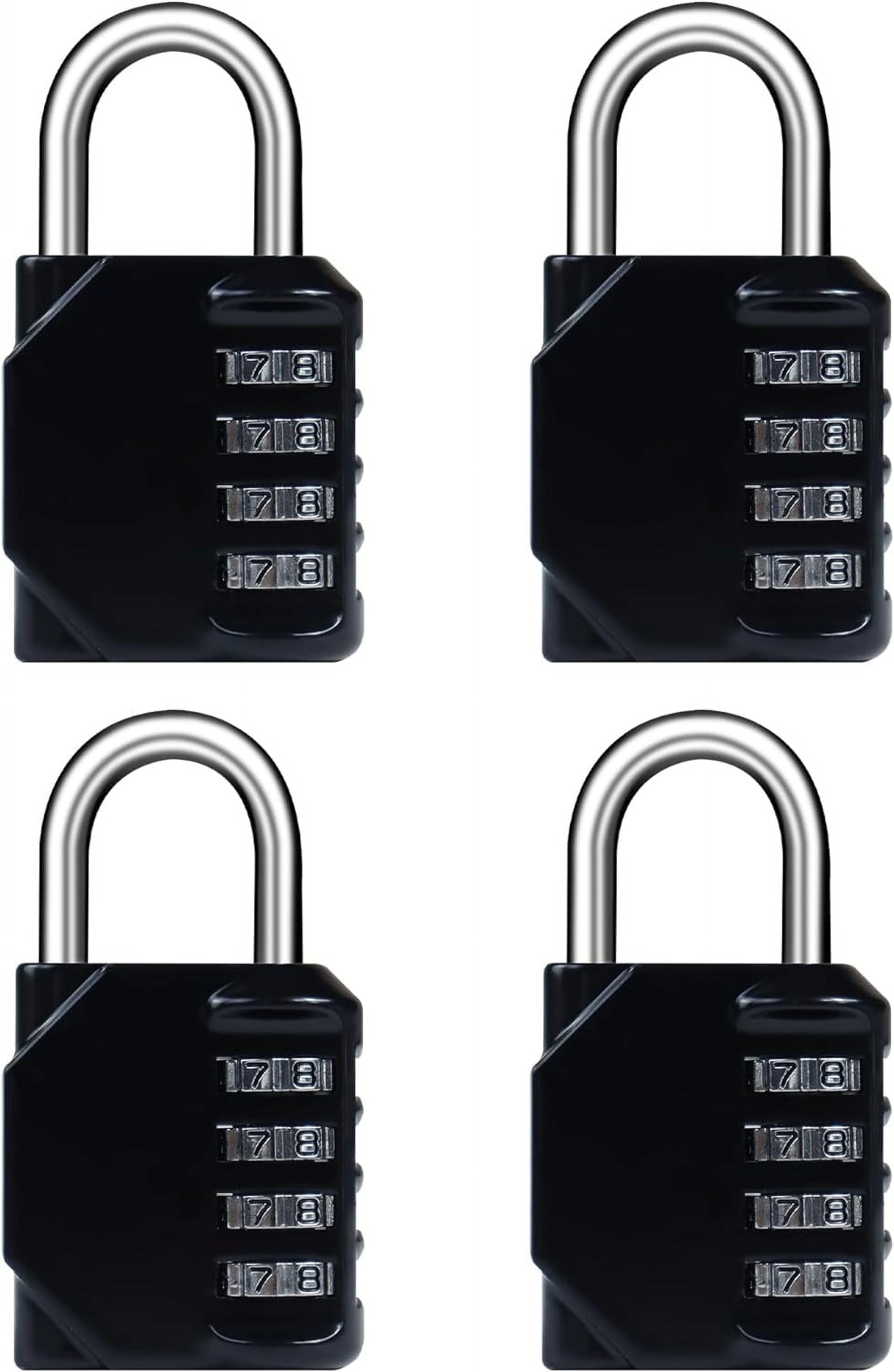 4 Pack Combination Lock 4 Digit, Black Resettable Locker Lock ...