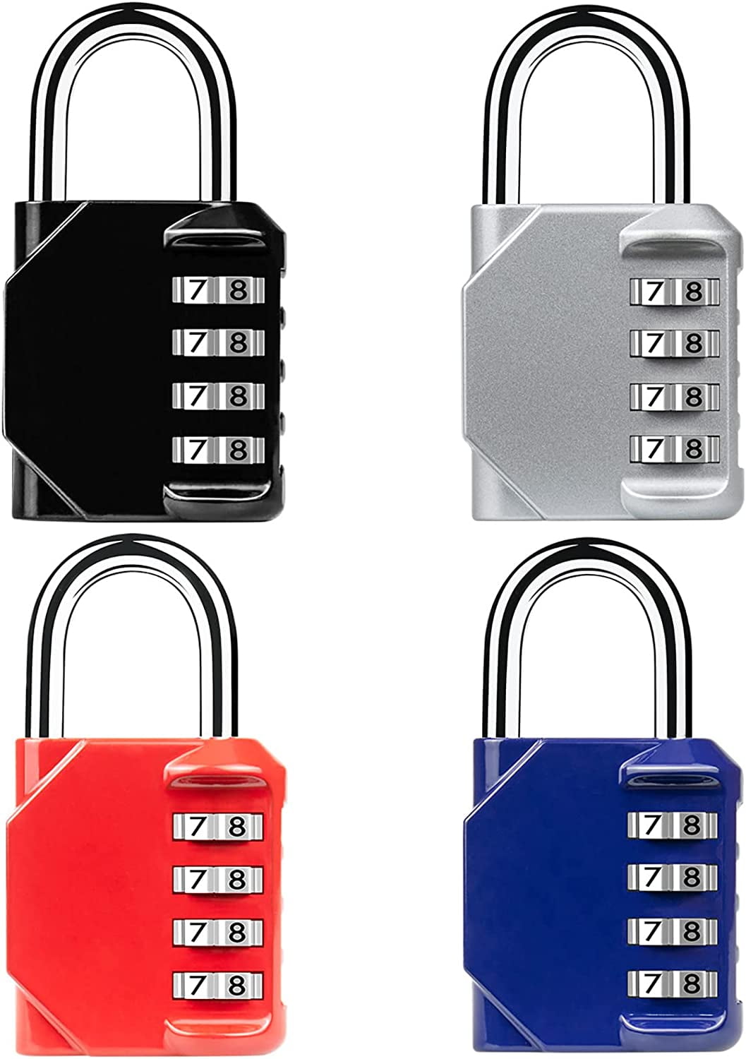 4 Pack Combination Lock 4 Digit Padlock, for Gym, Sports, School ...