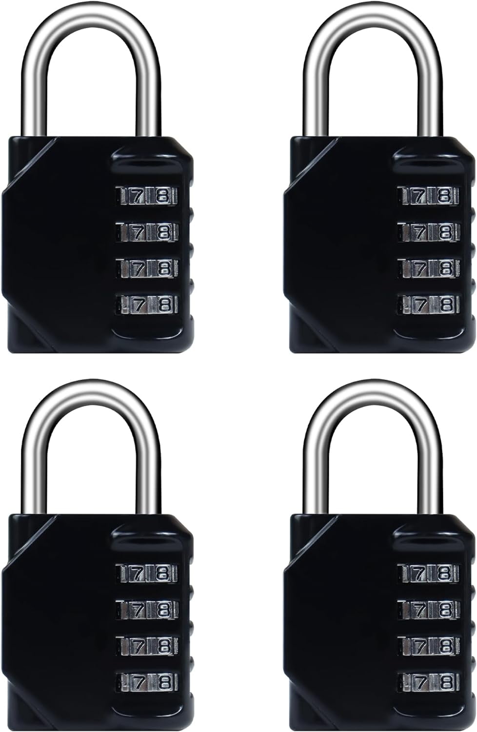 4 Pack Combination Lock 4 Digit, Black Resettable Locker Lock ...
