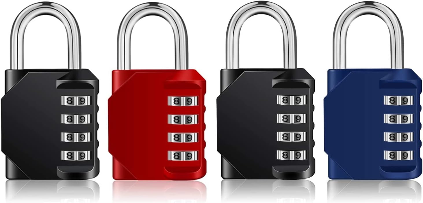 4 Pack Combination Lock for Locker, 4 Digit Combination Padlock for ...