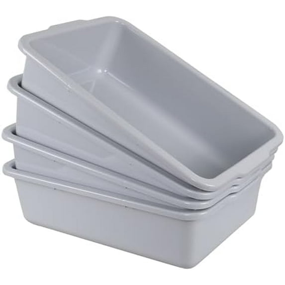 4 Pack Commercial Bus Box, 32l Extra Large Bus Tub for Restaurant, Grey ...