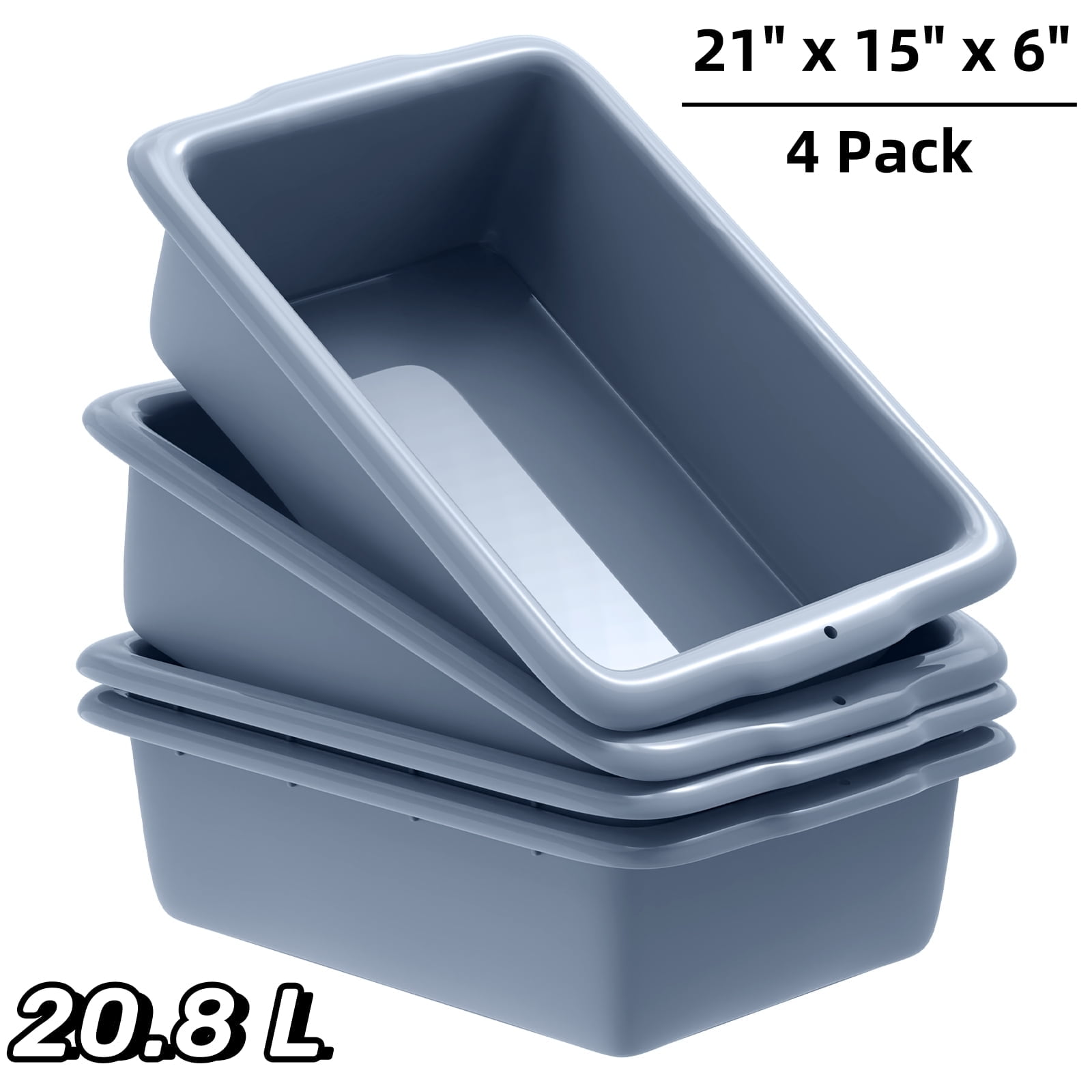 4-Pack Commercial Bus Tubs Box/Tote Box, Black Plastic Storage with ...