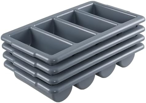 4-Pack Commercial Cutlery Bin, 4-Compartment Plastic Silverware ...