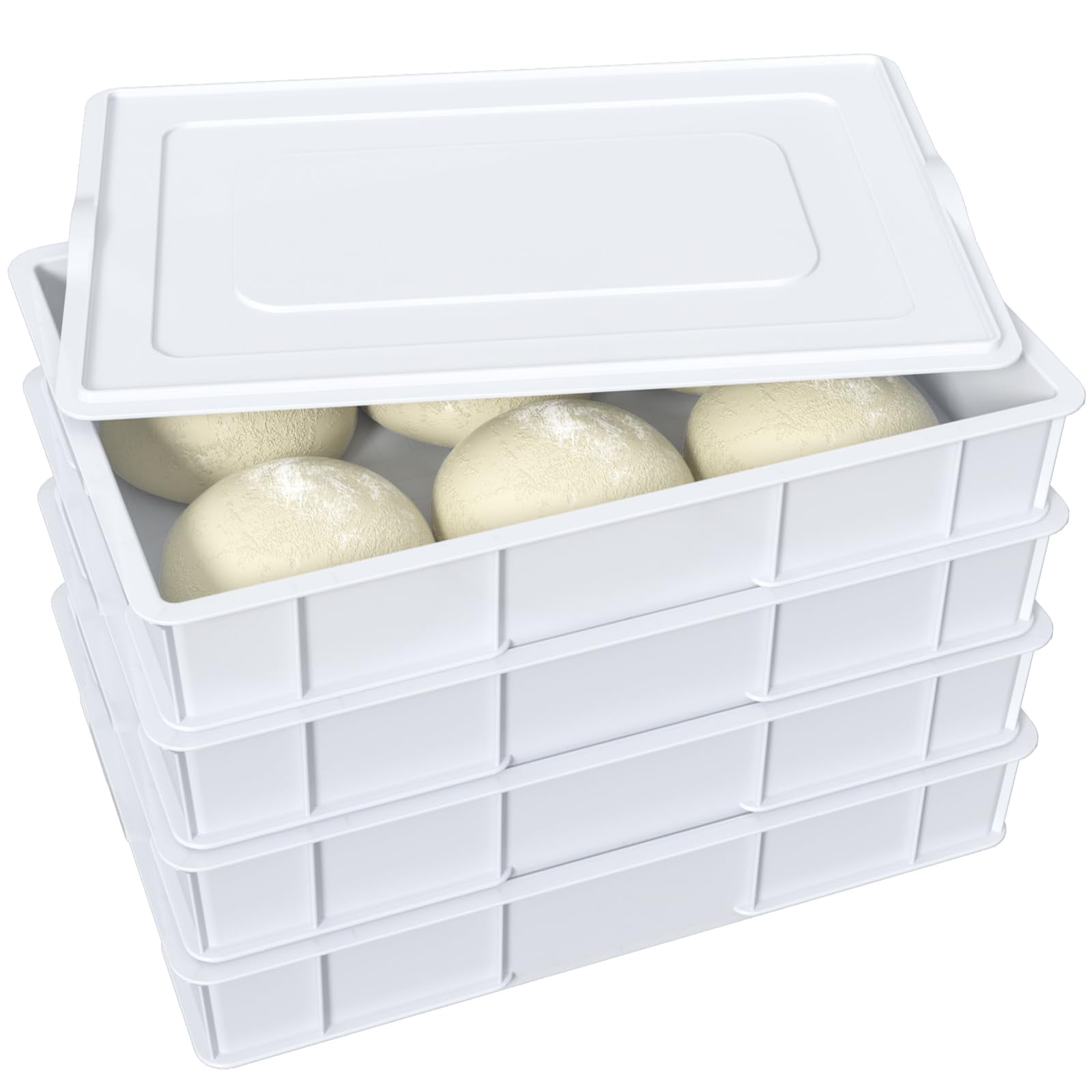 4-Pack Commercial Pizza Dough Proofing Box with Lid, Plastic Pizza ...