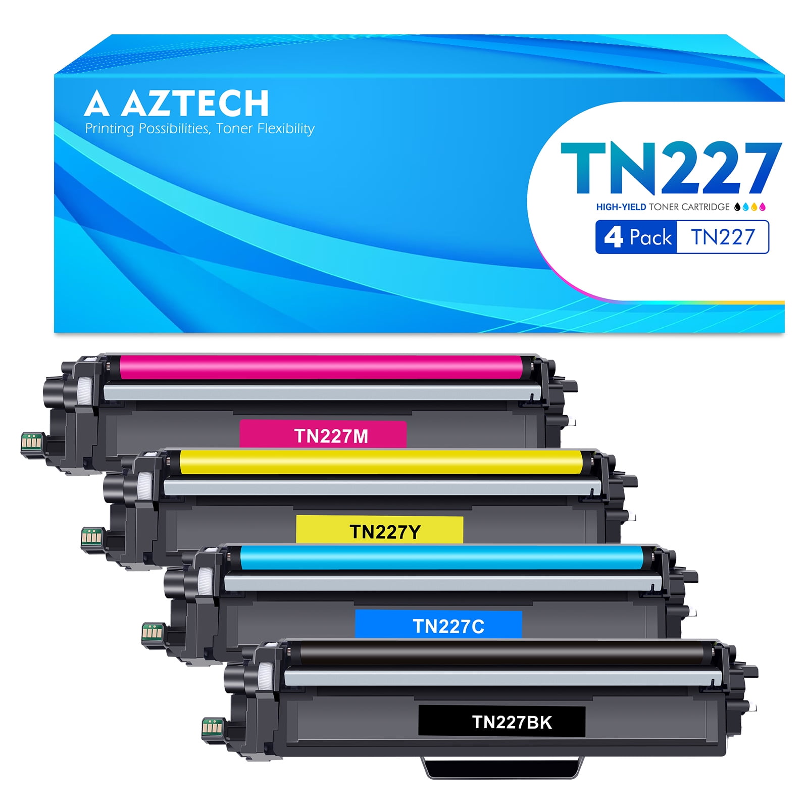 4-Pack Compatible Toner Cartridge for Brother TN227 TN-227 MFC-L3750CDW ...