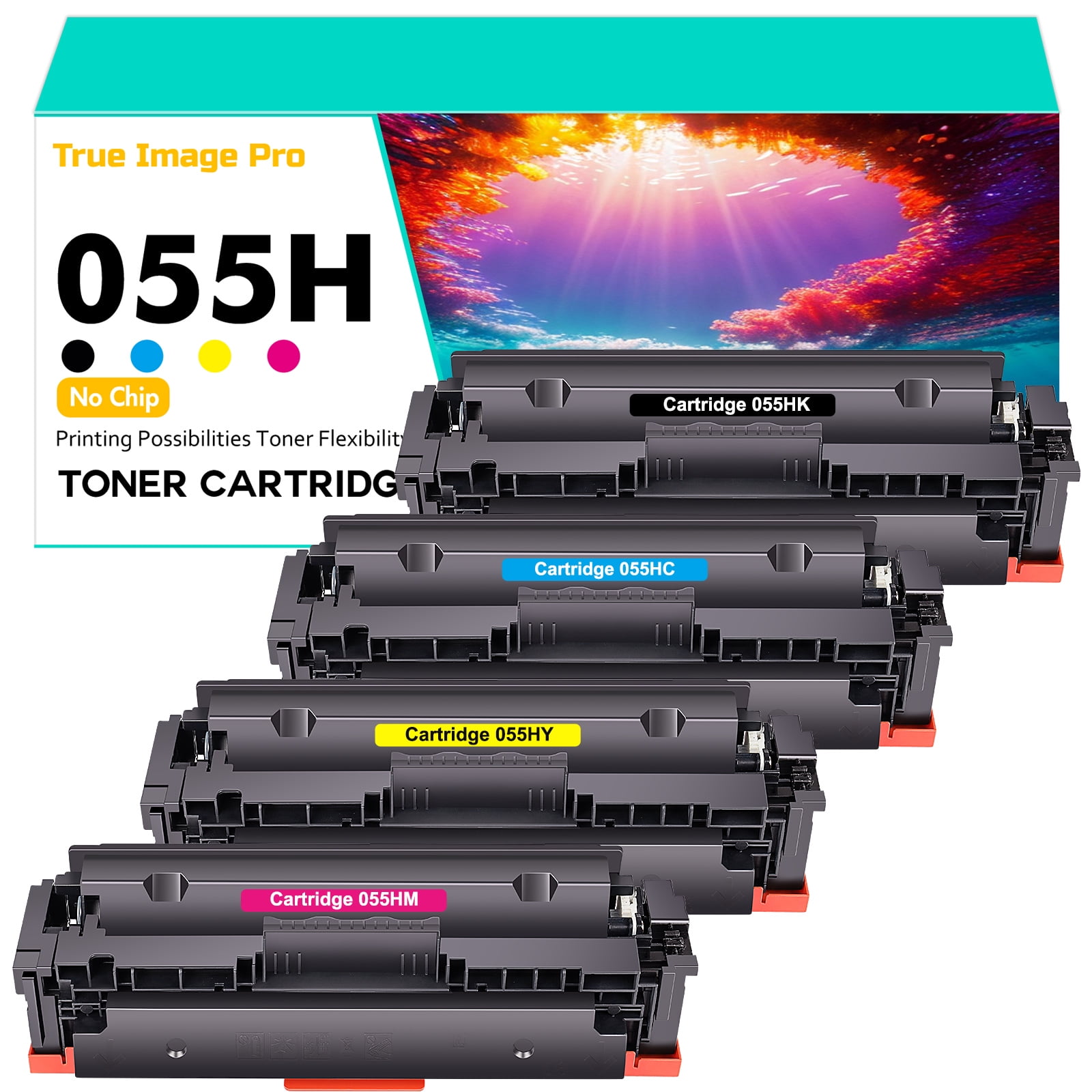 4-Pack Compatible Toner Cartridge with Chip for Canon 055H imageCLASS ...