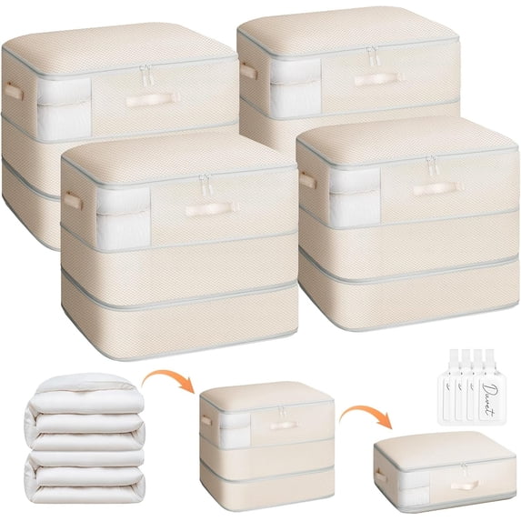 4 Pack Compression Storage Bags - 110L Large Capacity Comforter Storage ...