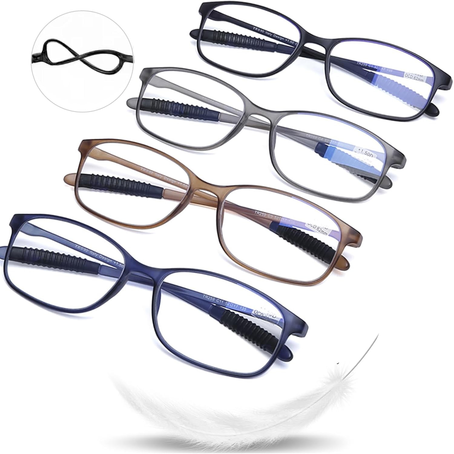 4 Pack Computer Reading Glasses Men Women Blue Light Blocking ...
