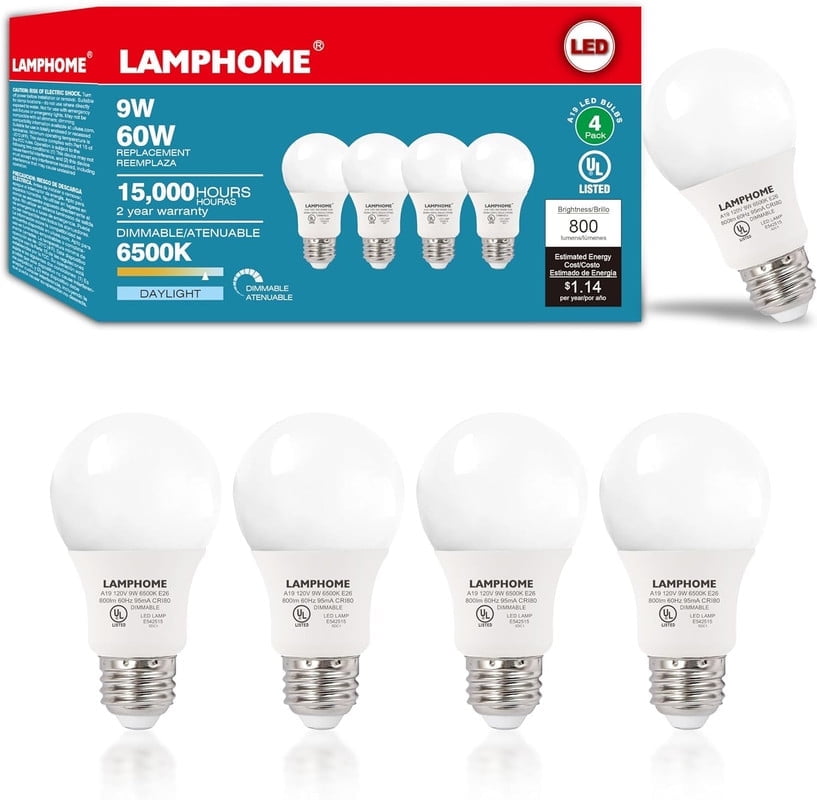 4-Pack Cool White LED Bulbs - Energize Bedroom & Living Room Spaces ...
