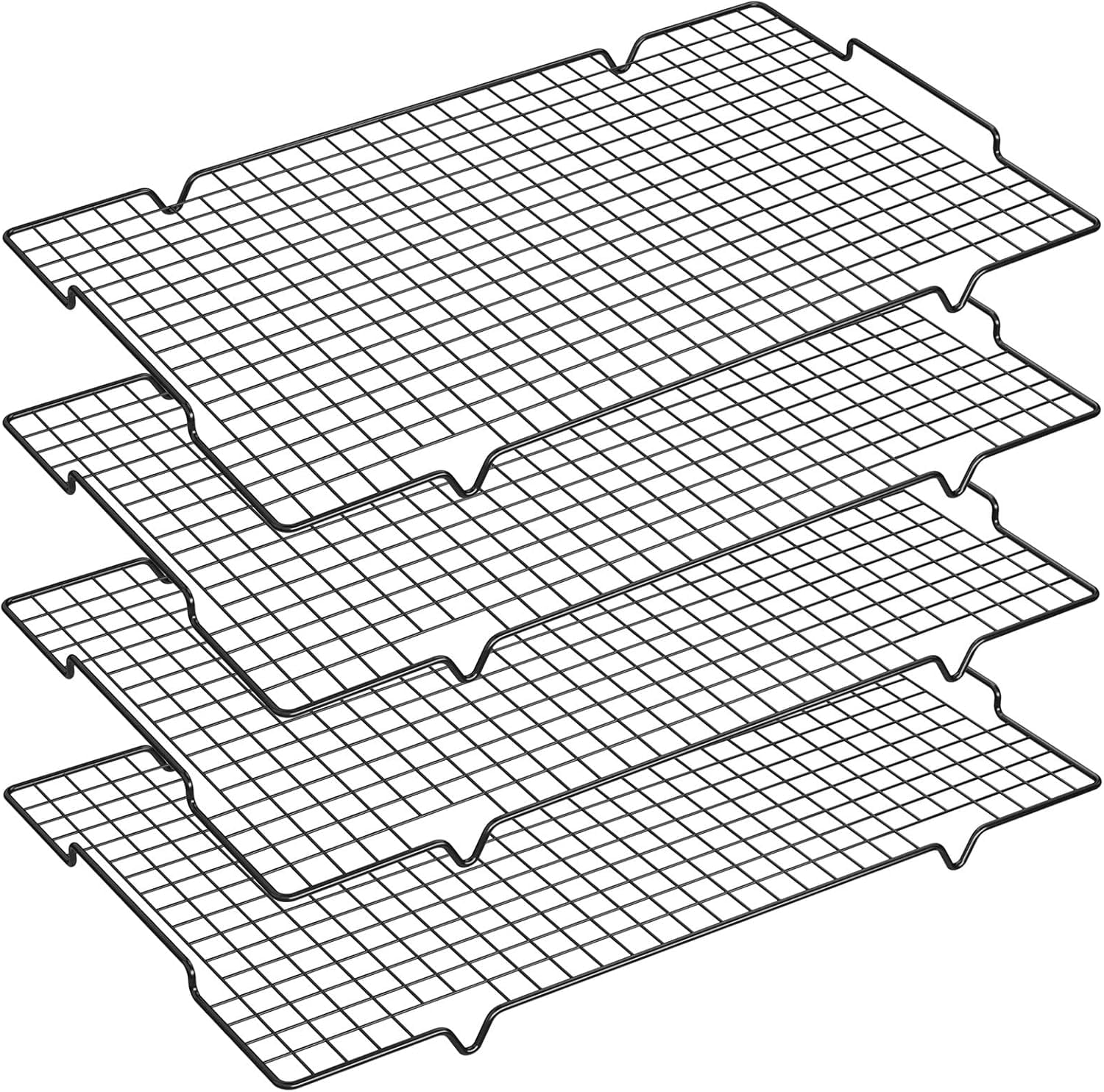 4 Pack Cooling Racks - 16" x 10", Nonstick Wire Baking Rack with Handle ...