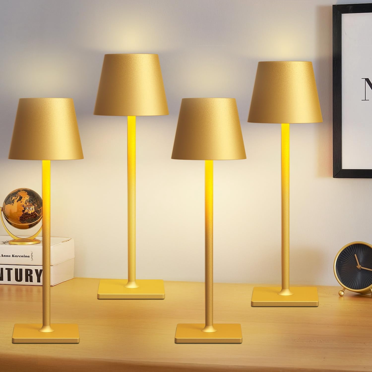 4 Pack Cordless Table Lamps, Portable Rechargeable Lamp, 6000mAh ...