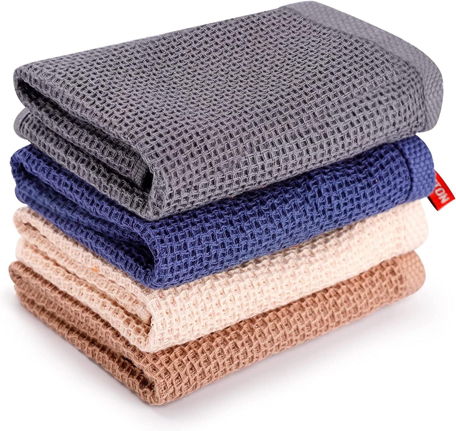4-Pack Cotton Cleaning Rags, Waffle Weave Reusable Cleaning Cloths for ...