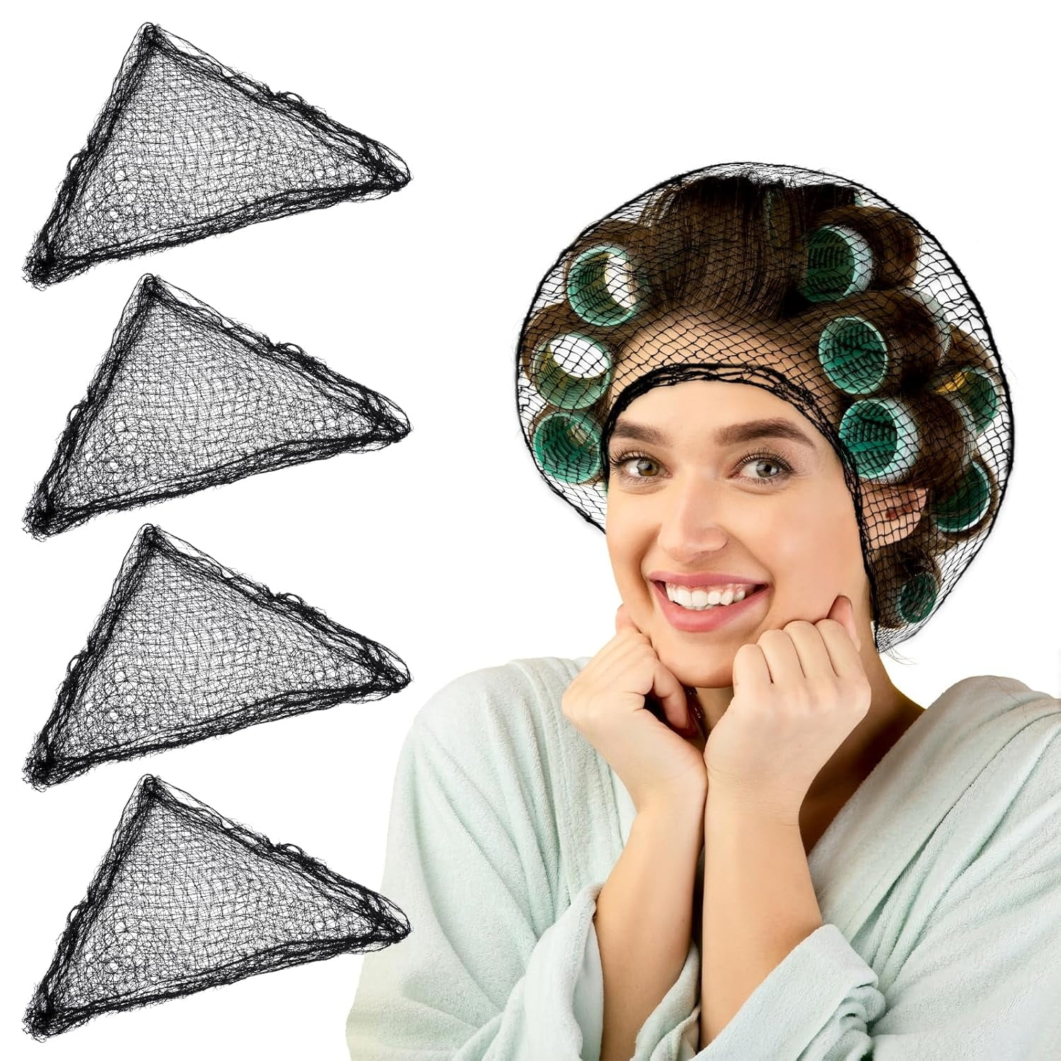 4 Pack Cotton Hair Net For Rollers,Women Hair Net, Mesh Hair Net ...