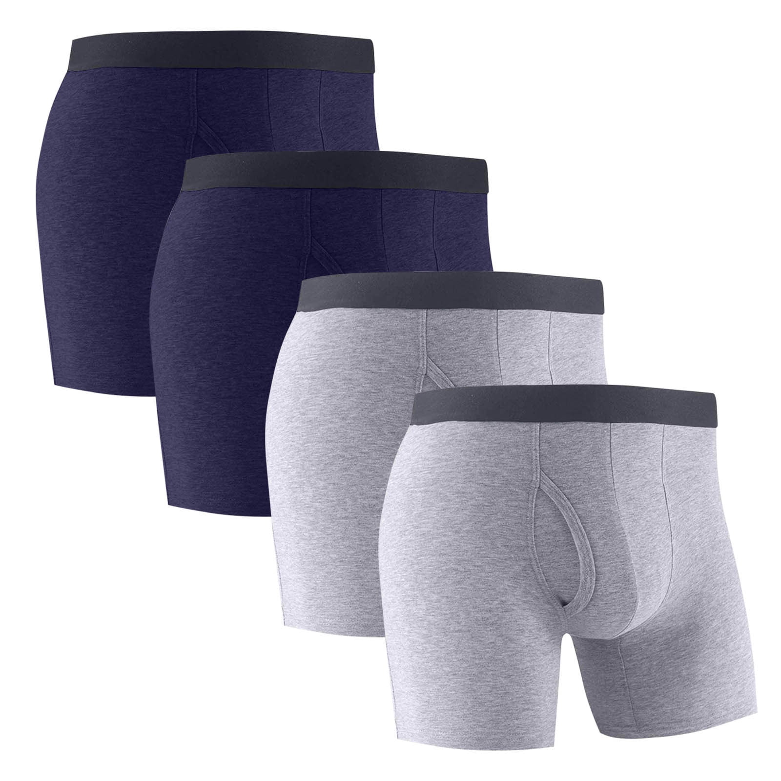 4 Pack Cotton Underwear for Men Boxer Briefs Mid Waisted Open Front ...