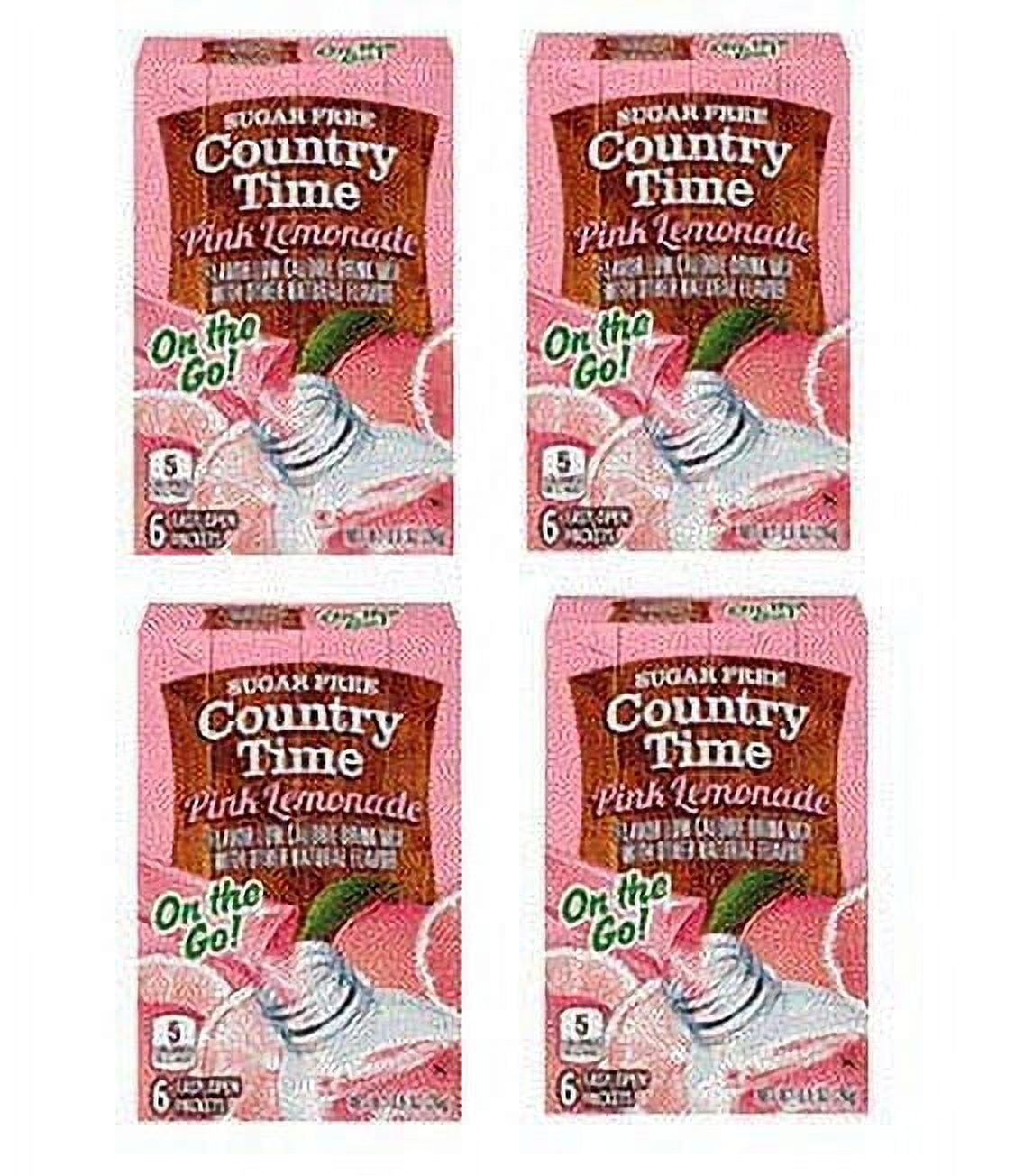 Country Time Sugar-Free Pink Lemonade Powdered Soft Drink, 4 Pack, On-The-Go, 6-0.9 oz Packets ...